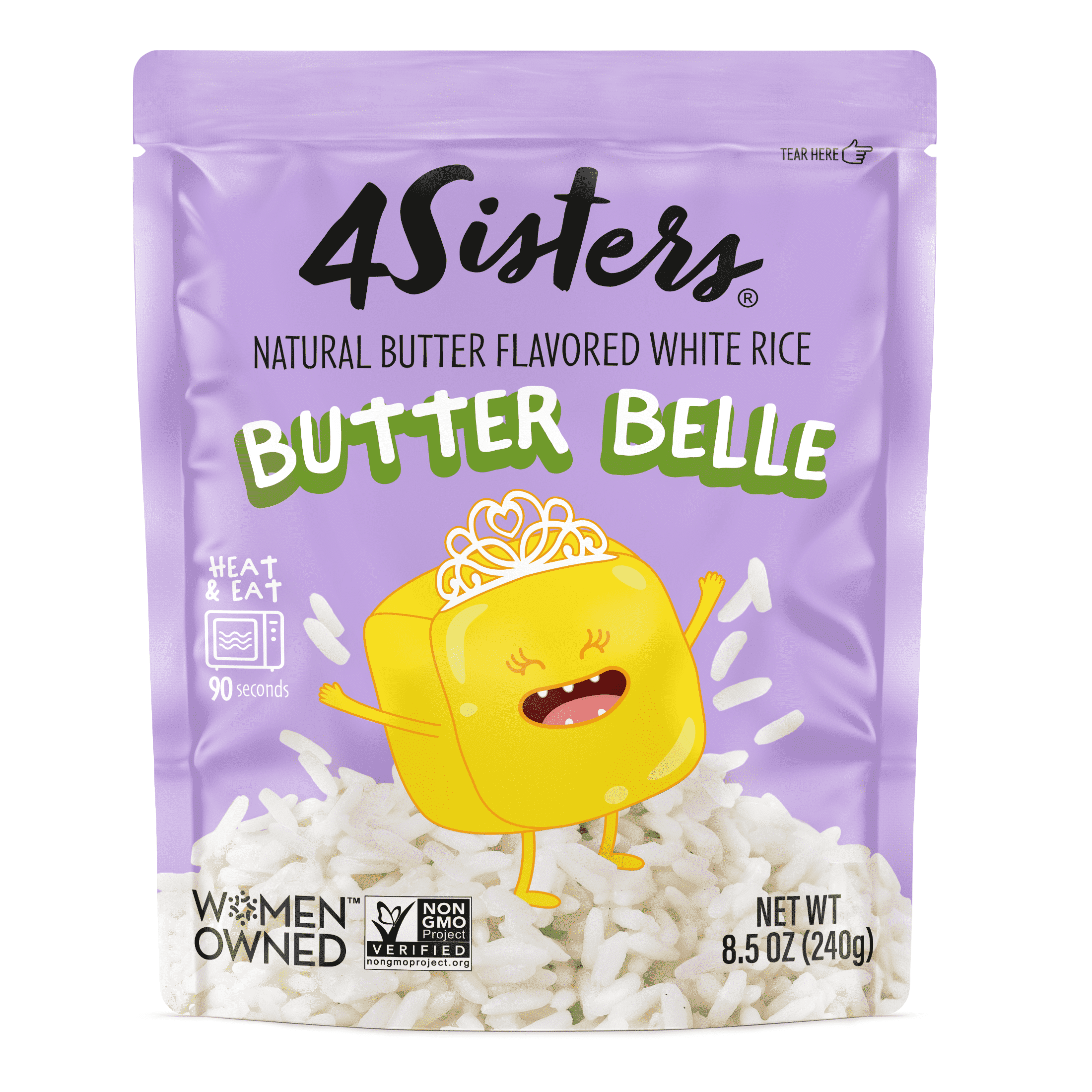 4Sisters Butter Belle Rice, 90 Second Ready to Eat, 8.5 oz Pouch ...
