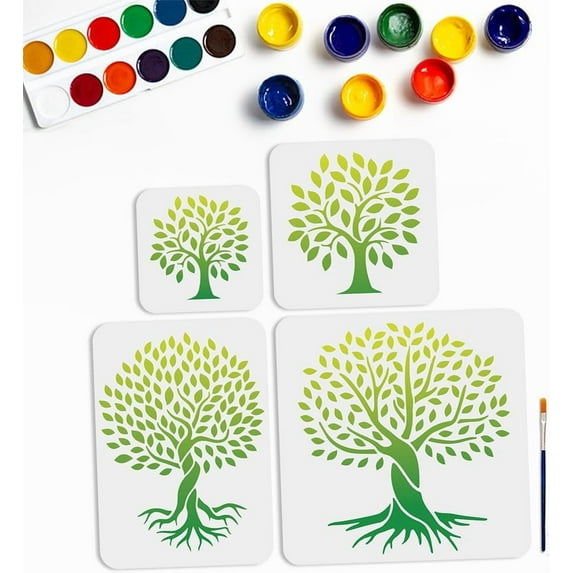 4Size Tree of Life Stencils 6~11.8inch Tree Branches Painting Stencil ...