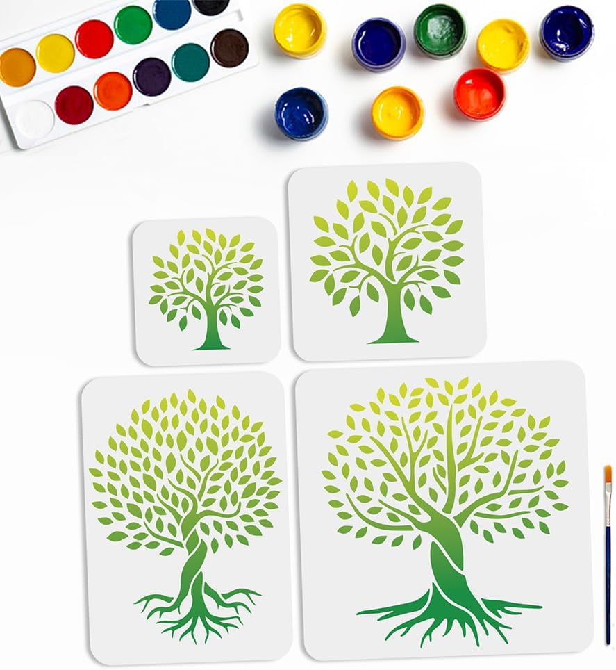4Size Tree of Life Stencils 6~11.8inch Tree Branches Painting Stencil ...