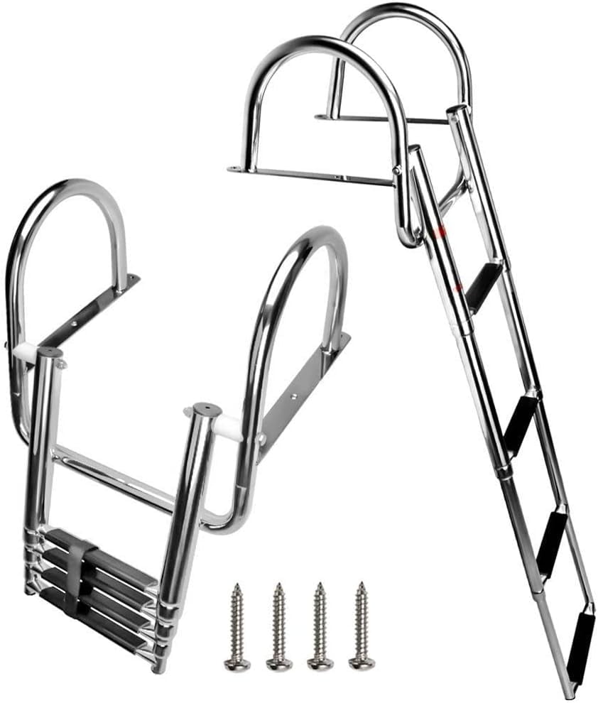 4Step Boat Ladder, 304 Stainless Steel Telescoping Folding Pontoon Boat ...