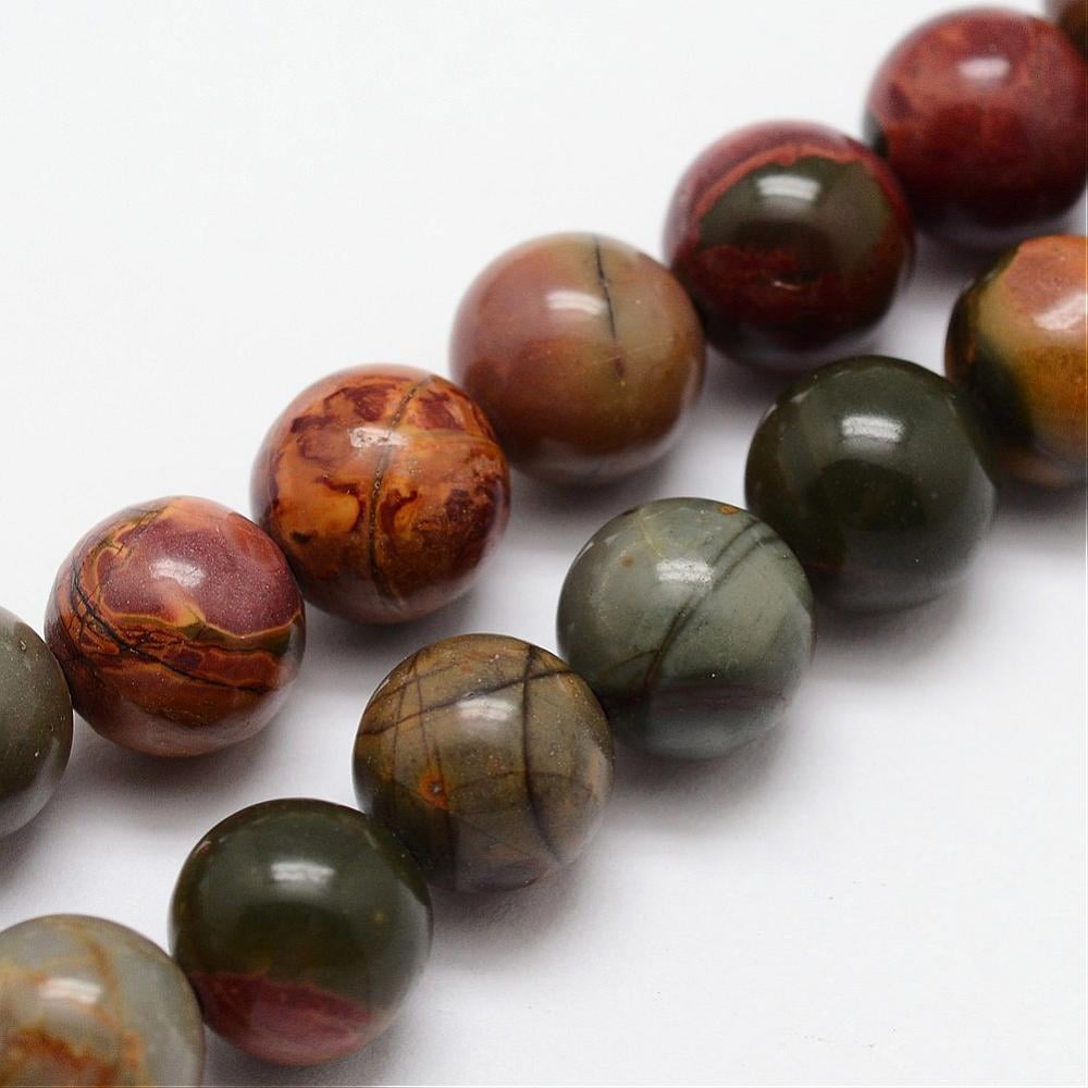 4Strand Natural Polychrome Jasper/Picasso Stone/Picasso Jasper Bead ...