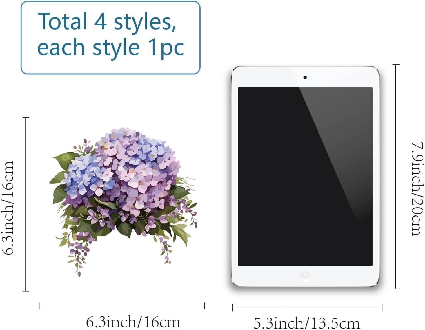 4Styles Hydrangea Window Stickers Spring Summer Purple Flowers Glass ...