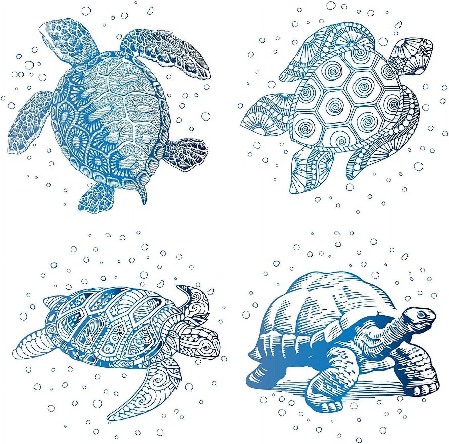 4Styles Sea Turtles Window Decals Static Sea Animal Glass Sliding Door ...