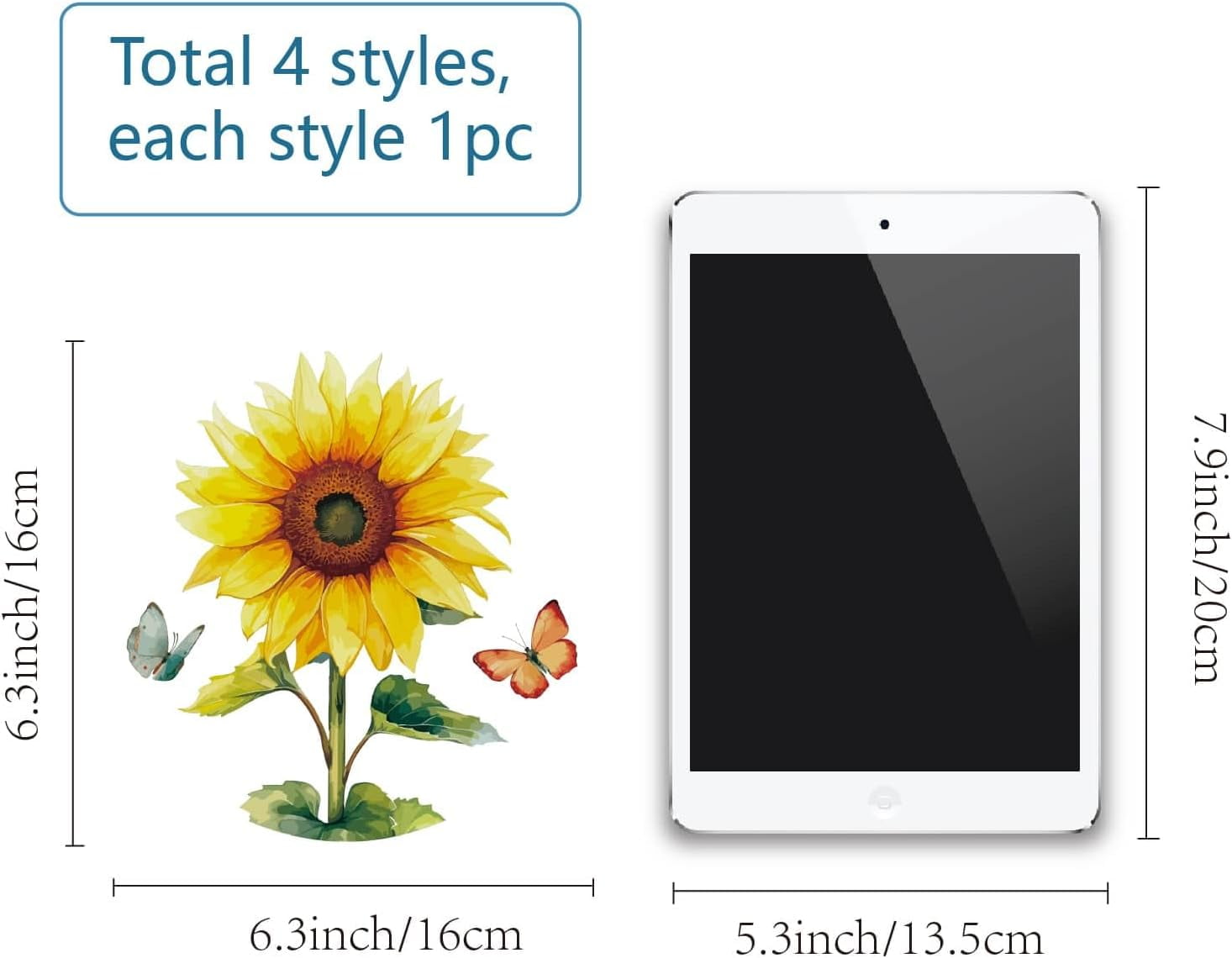 4Styles Sunflower Window Decals Spring Summer Flower Glass Stickers ...