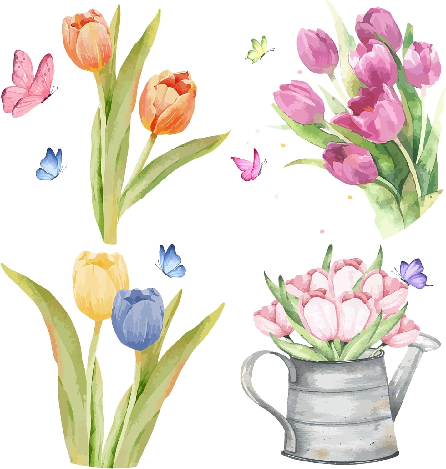 4Styles Tulip Window Clings 6.3x6.3 Spring Summer Window Cling Sticker ...