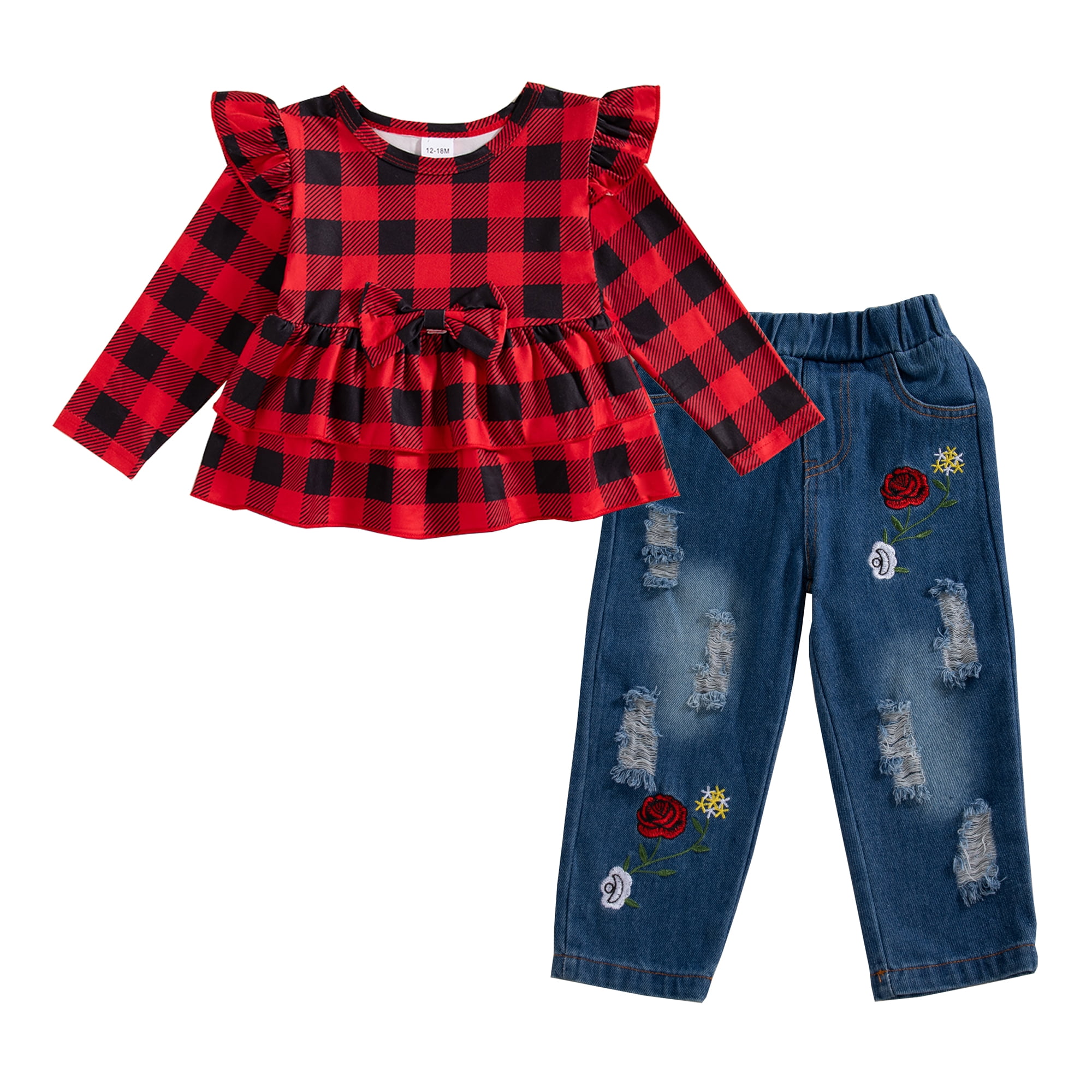 4T Baby Girls Clothes 5T Girls Fall Winter Pant Set Toddler Girls Long ...