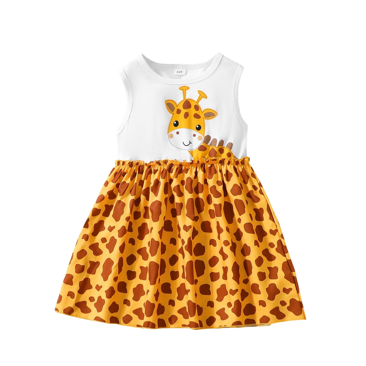 4T Baby Girls Dress 5T Girls Sleeveless Dress Cute Giraffe Print ...