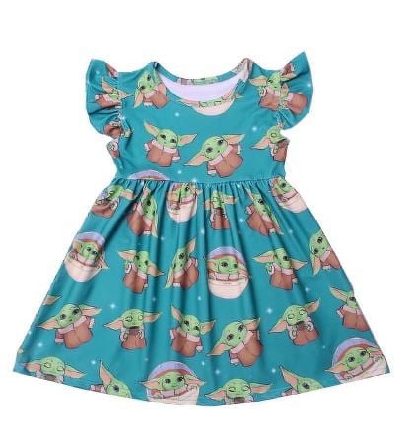 Disney Girls Yoda Dress – Cartoon Print Princess Outfit Soft Cotton ...