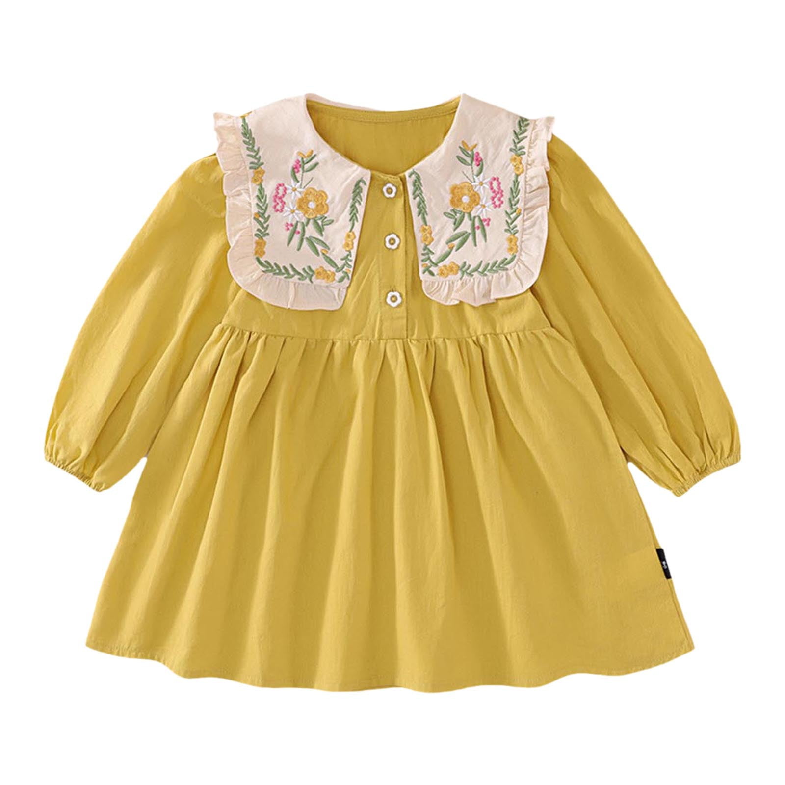 4T Dresses For Toddler Girls Baby Girls Crew Neck Long Sleeve Floral ...
