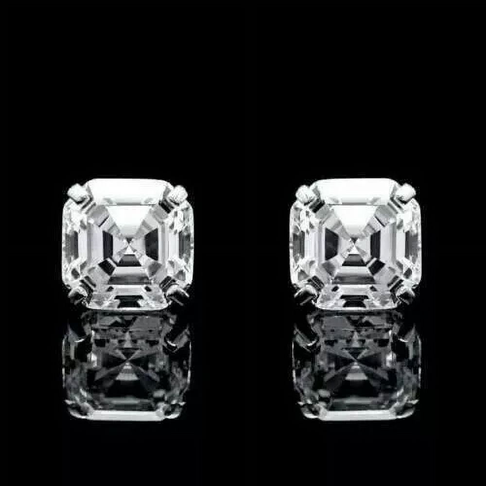 4TCW Asscher Cut Lab-Created Diamond Solitaire Stud Earrings Solid 14K ...