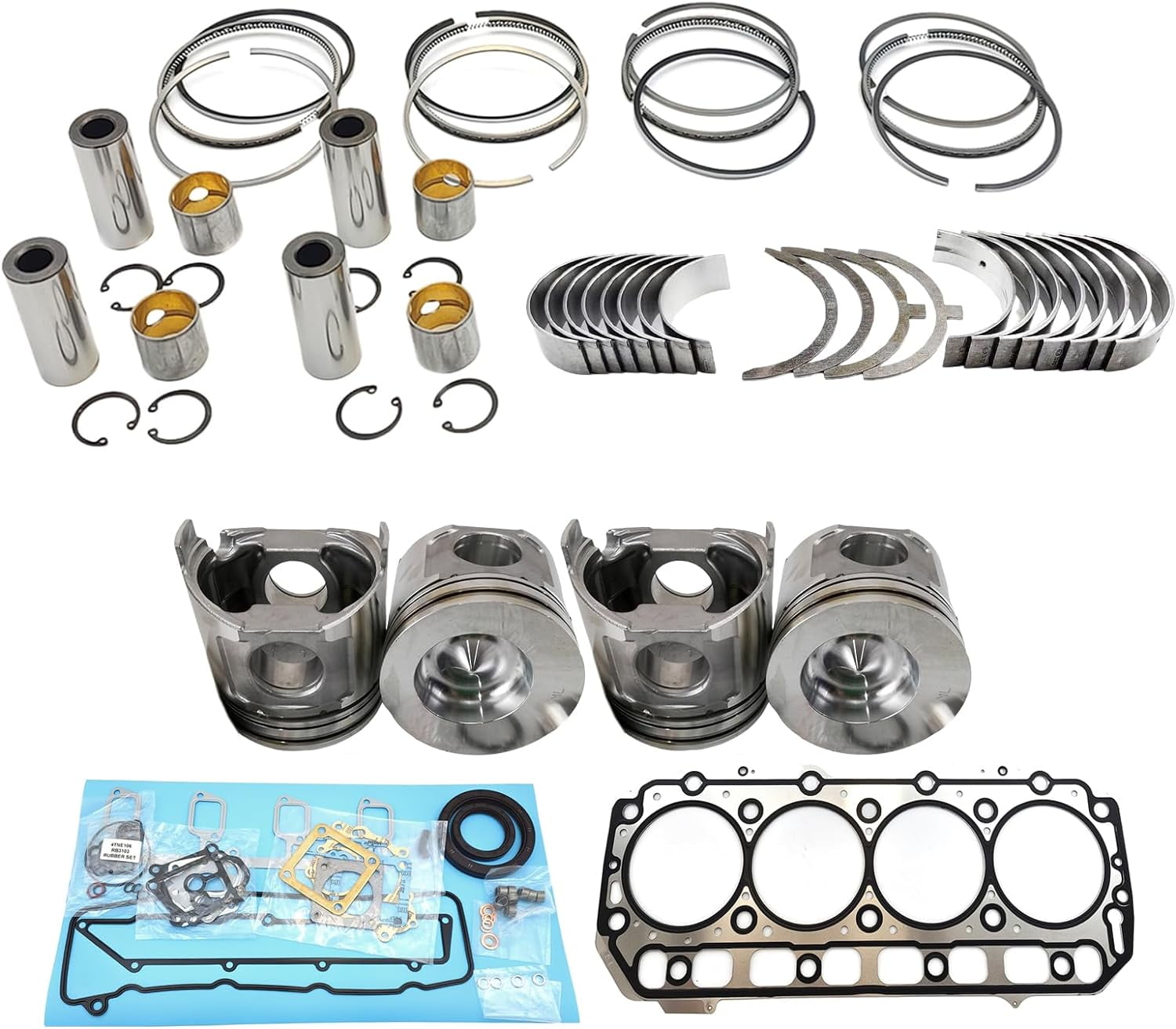 4TNE106 Engine Overhaul Rebuild Kit (No cylinder liner and valve) for ...