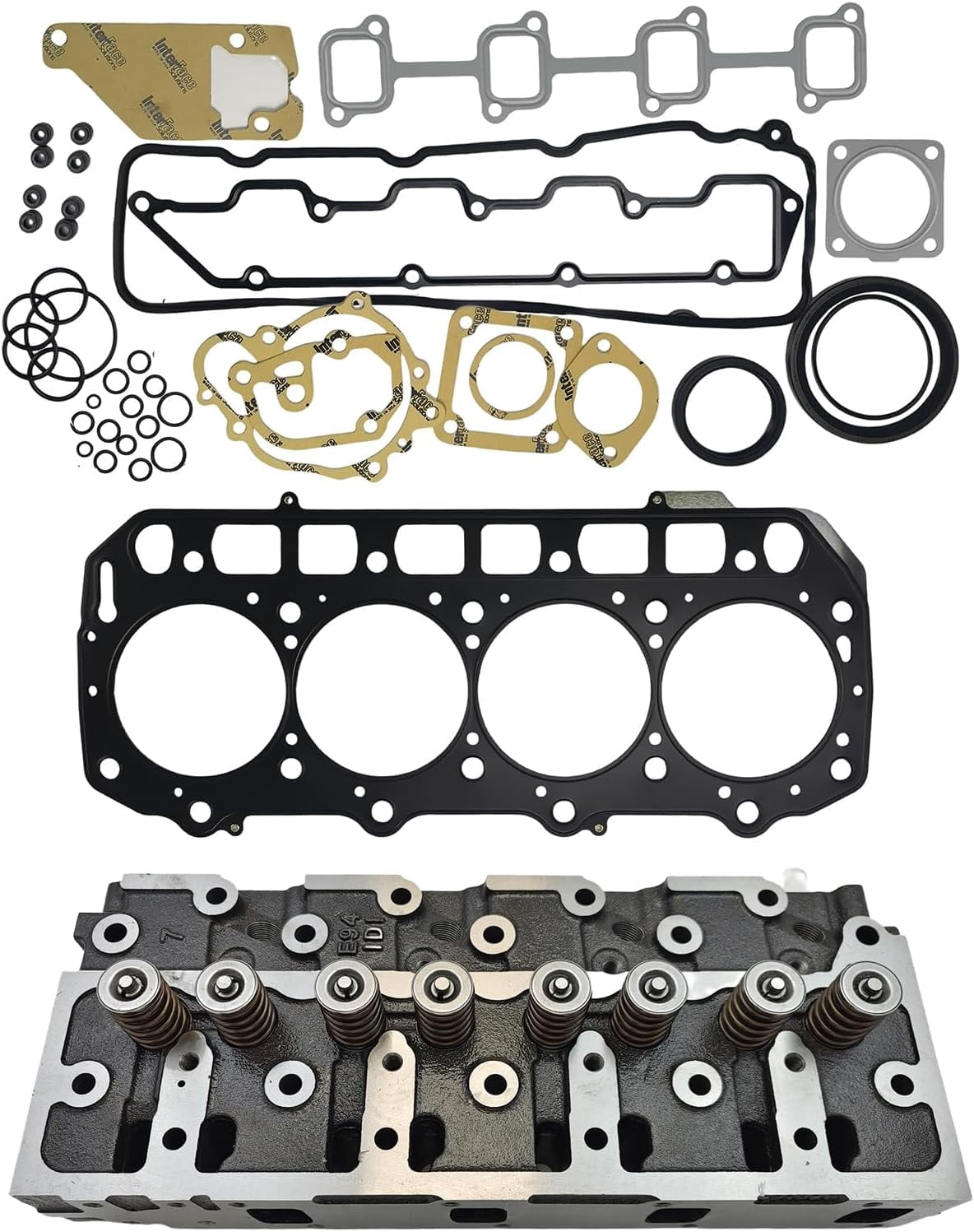 4TNE98 Complete Cylinder Head + 1 Set Full Gasket Kit For Yanmar 4TNE98 ...
