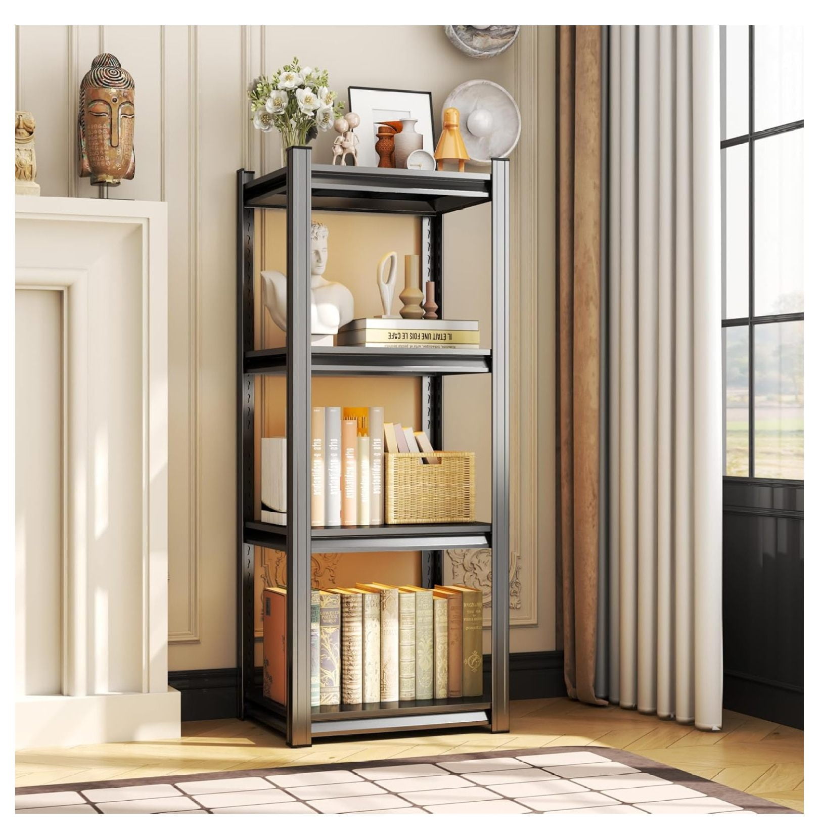4Teir Bookshelf Organizer Storage Unit, Bookshelves Open Adjustable ...