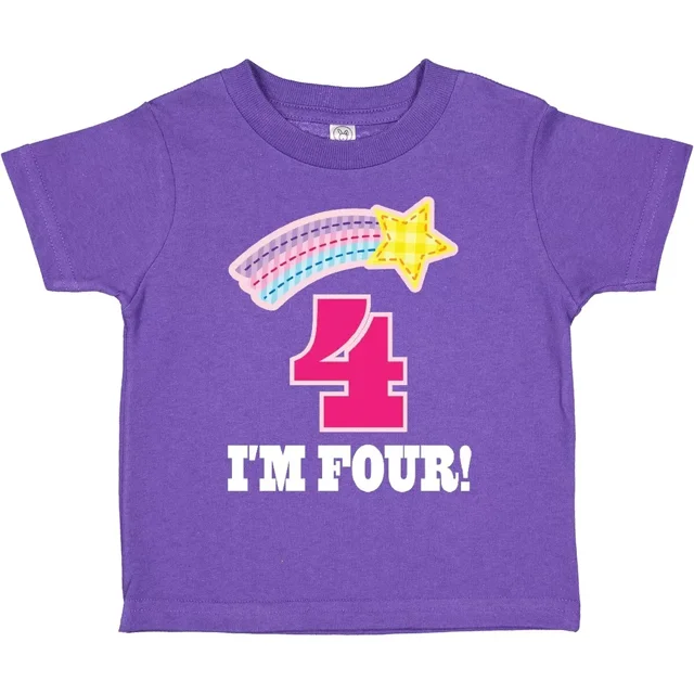 4Th Birthday 4 Year Old Girls Rainbow Star Toddler T-Shirt Four Im Kid ...