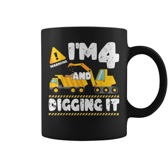 4Th Birthday Boy Digger Boy Construction Happy 4 Years Old Coffee Mugs ...