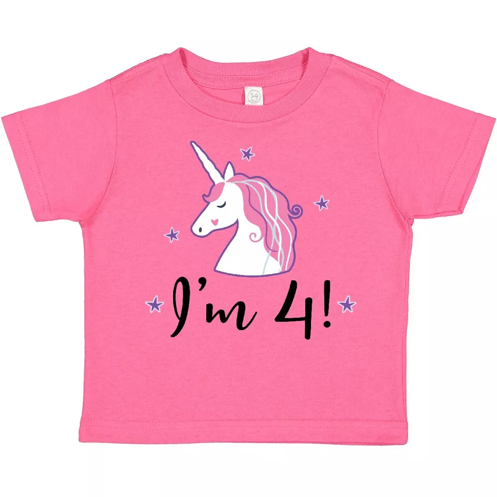 4Th Birthday Cute Unicorn Toddler T-Shirt Four Im 4 Year Old Party For Baby Clothing, Cute Baby ...