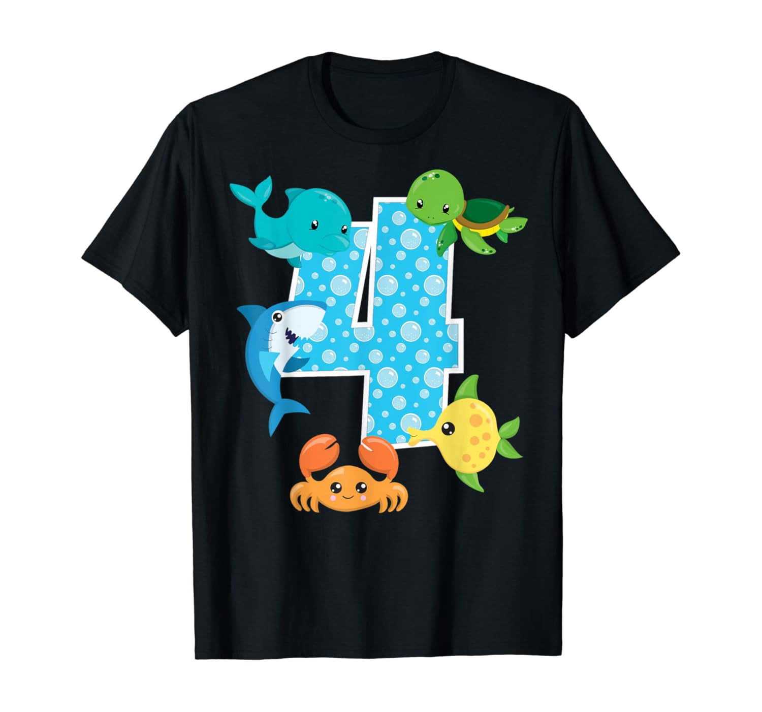 4Th Birthday Party 4 Year Old Sea Fish Aquarium Birthday Boy T Shirt ...