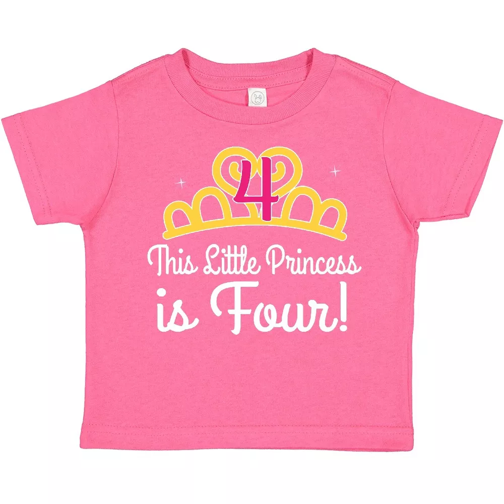 4Th Birthday Princess Girls Crown Toddler T-Shirt Fourth Four 4 Year Baby Clothing, Cute Baby ...