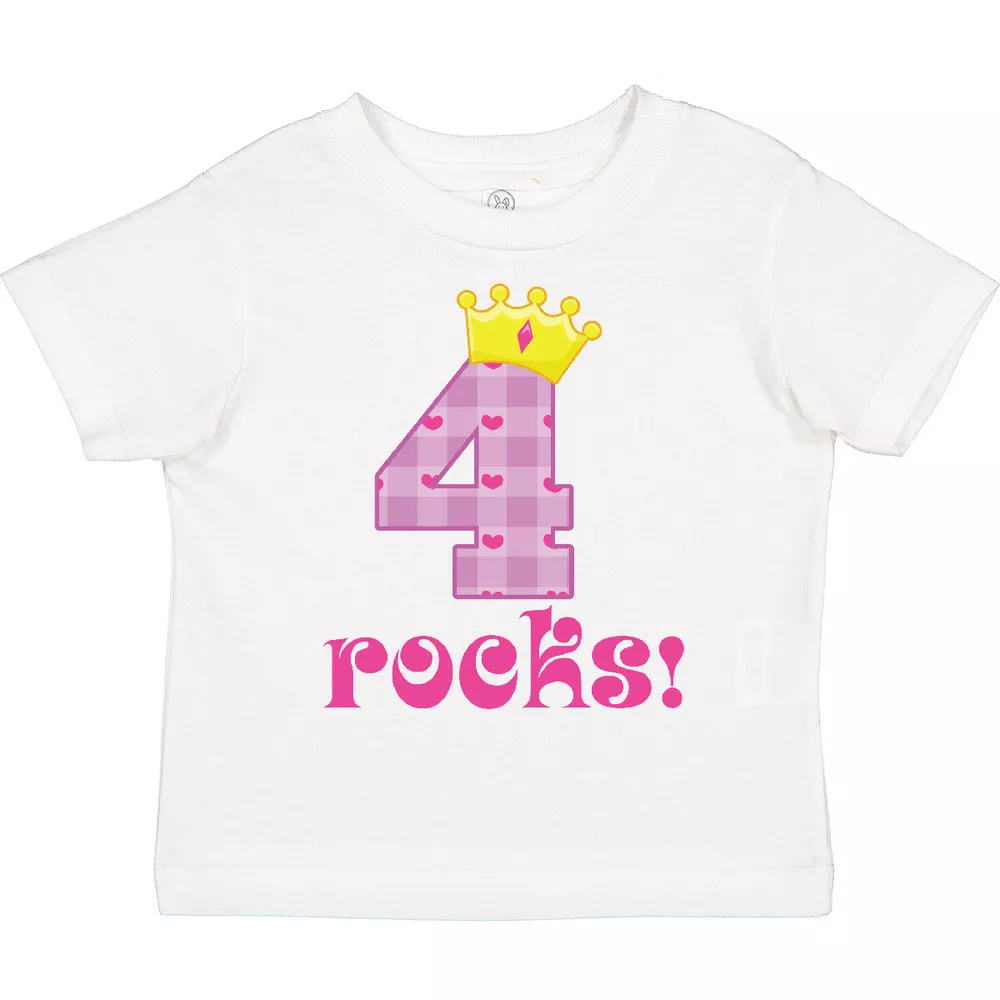 4Th Birthday Rocks 4 Year Old Girl Toddler T-Shirt Fourth Number Years ...