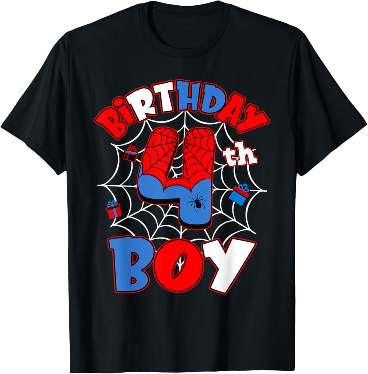 4Th Birthday Spider Web 4 Year Old Second Birthday Party Unisex Men Women T-Shirt S-5Xl - Best ...