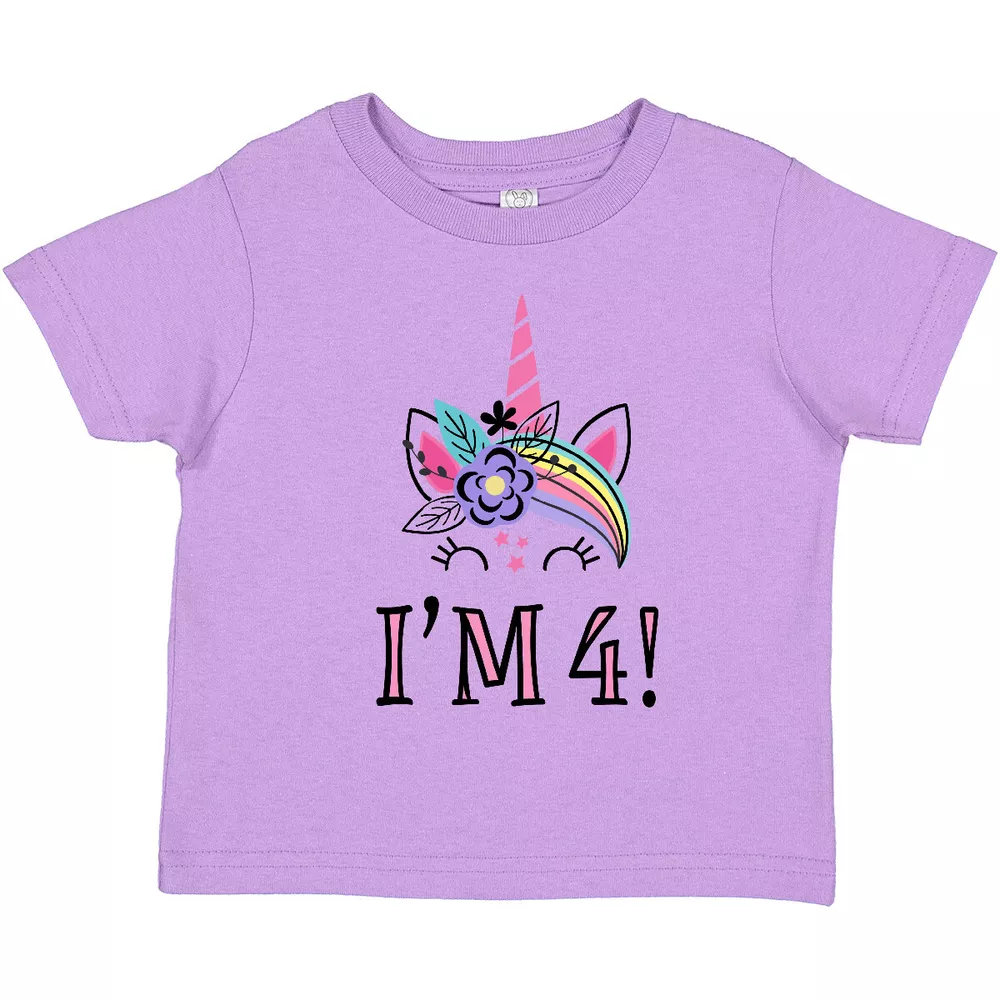 4Th Birthday Unicorn Party 4 Year Old Girl Toddler T-Shirt Im Childs Baby Clothing, Cute Baby ...