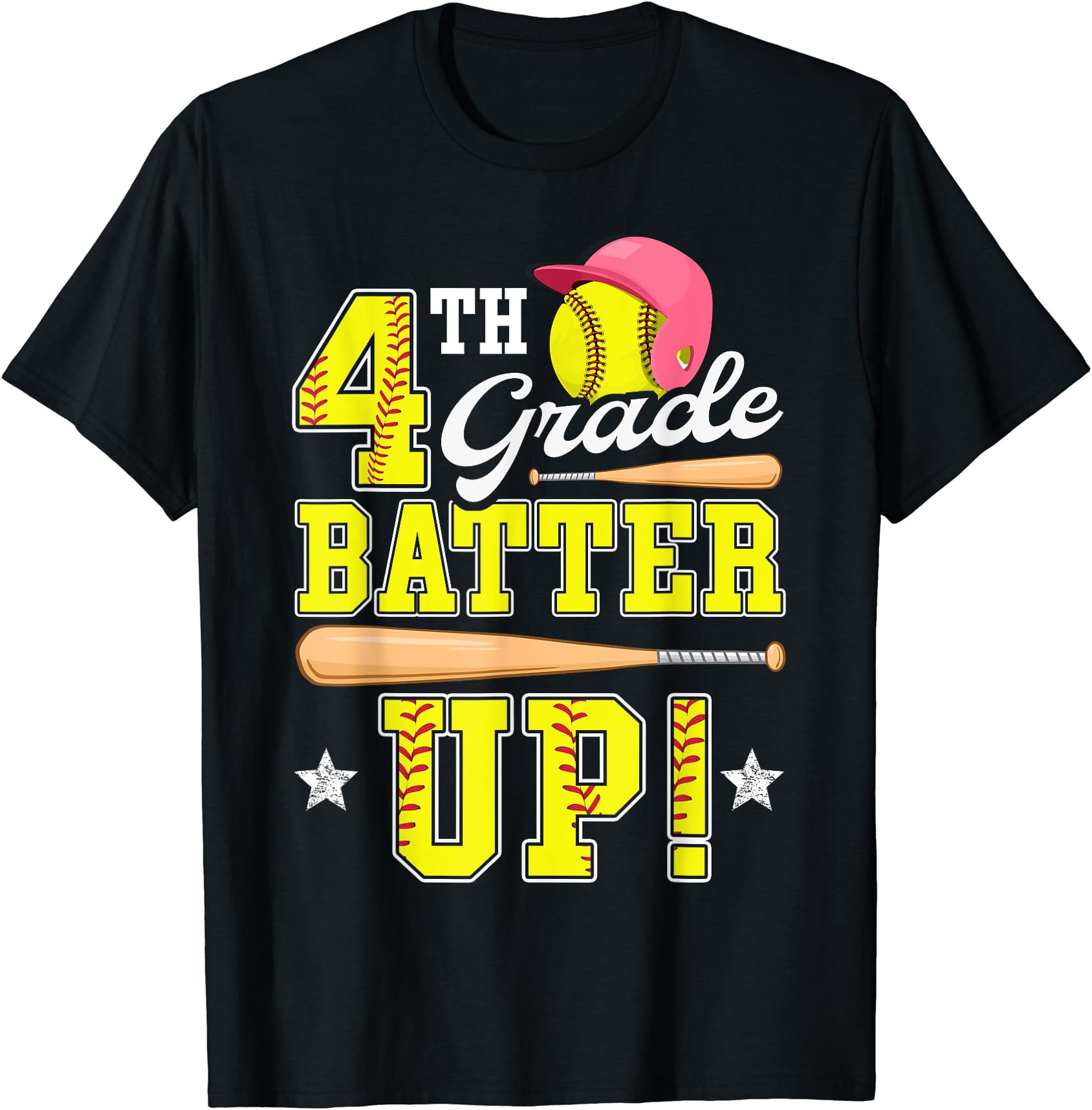 4Th Grade Batter Up Softball Fourth Grade Back To School T-Shirt ...
