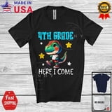4Th Grade Here I Come; Colorful Back To School T-Rex; Boys Students T ...