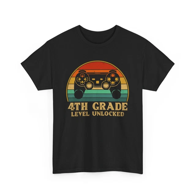 4Th Grade Level Unlocked T-Shirt S-5XL | Video Game Lover | Fun Gamer ...