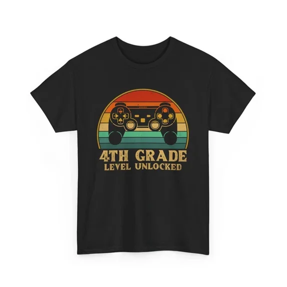 4Th Grade Level Unlocked T-Shirt S-5XL | Video Game Lover | Fun Gamer ...
