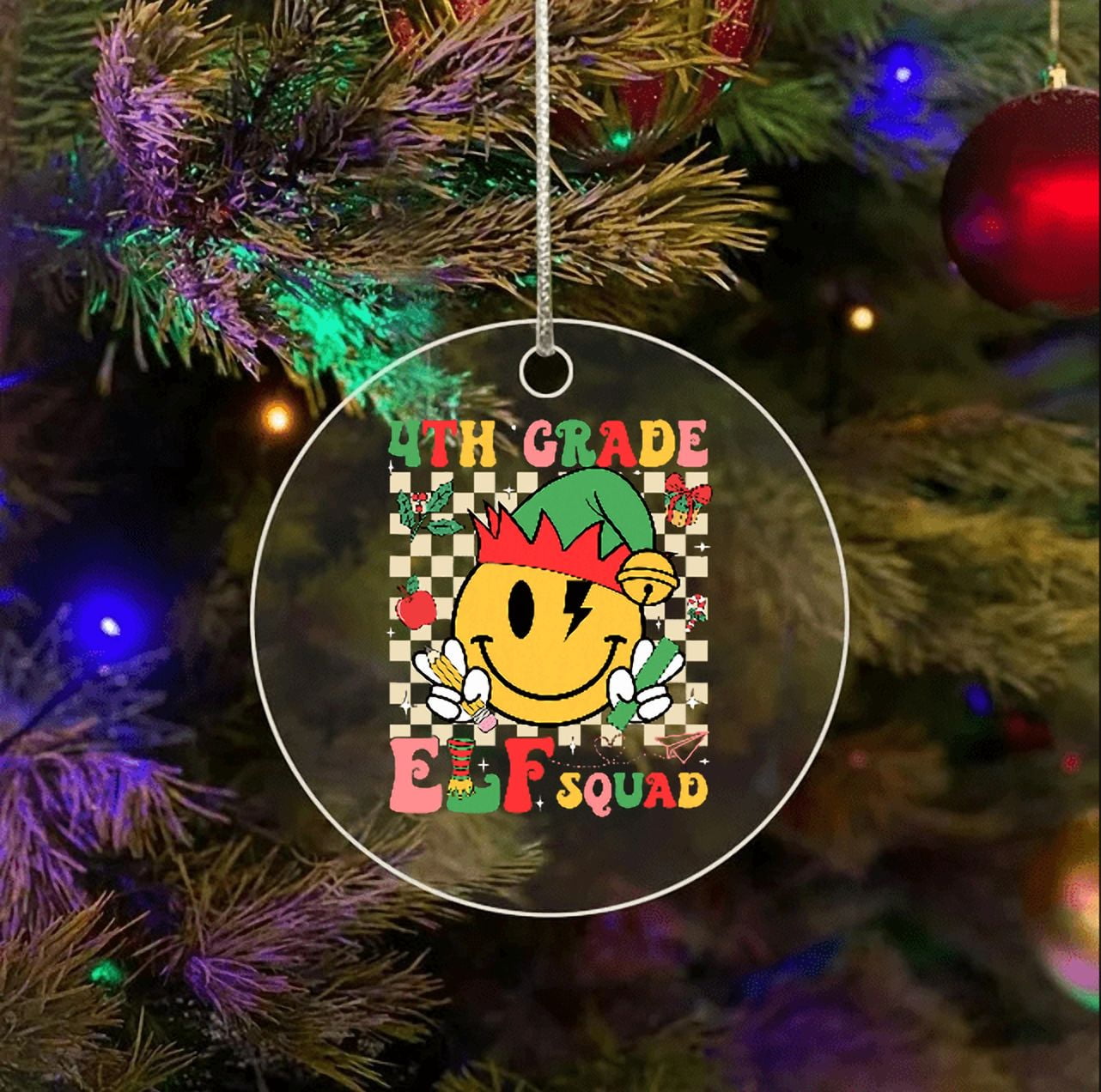 4Th Grade Squad Smile Face Teacher Student Ornament, Home Decoration ...