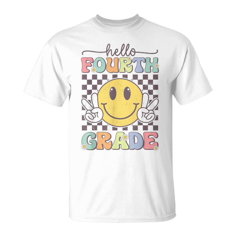 4Th Grade Team Back To School Hello Fourth Grade Smile Face TShirt ...