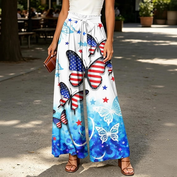 4Th of July 250Th Anniversary Pants, Red White and Blue Butterfly ...