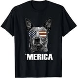 4Th July Blue Heeler Dog Merica Patriotic Usa Flag Cute Gift Unisex T ...