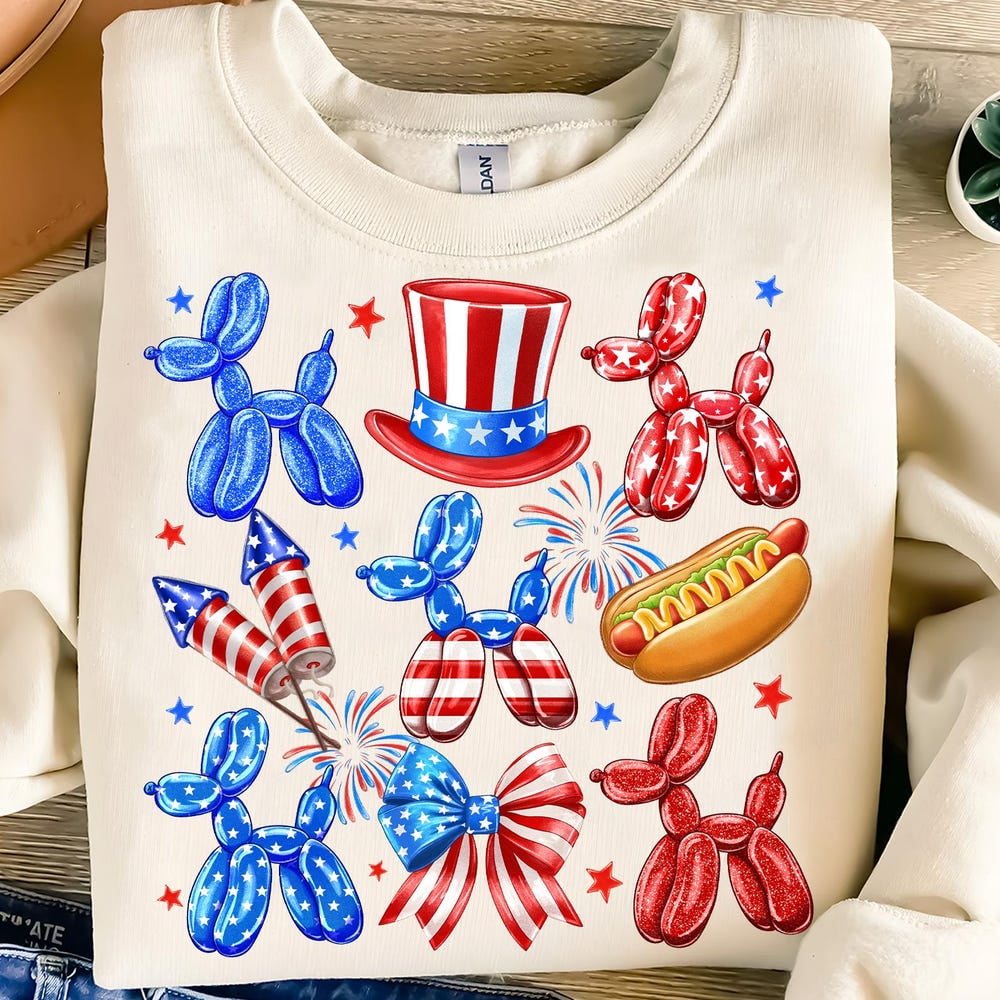 4Th Of July Coquette Shirt, Patriotic Dog Balloon Coquette Design, Usa ...