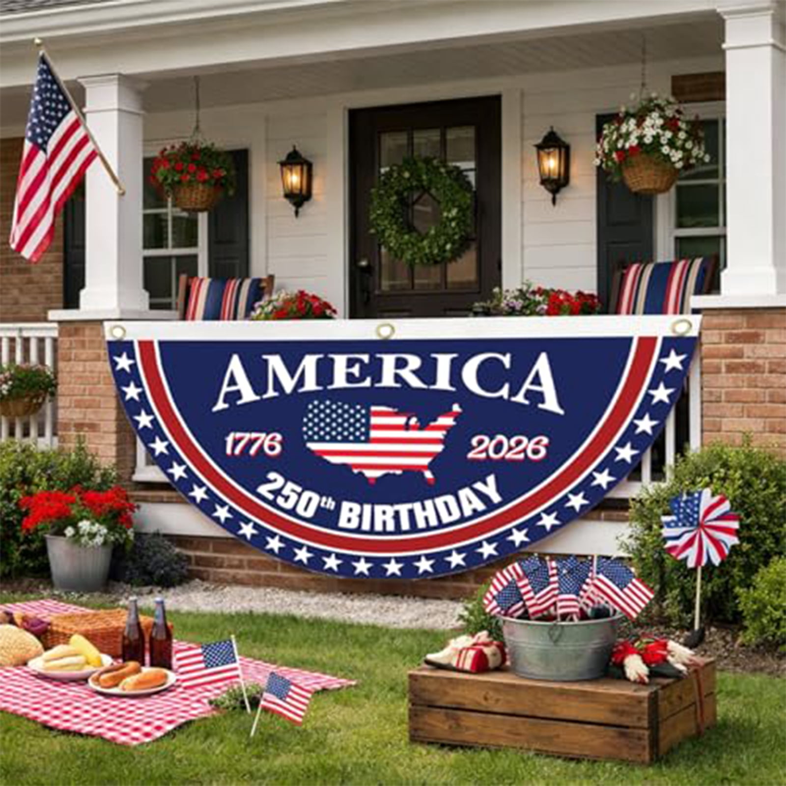 4Th of July Decor, Patriotic Decor, American 250Th Anniversary Flag ...