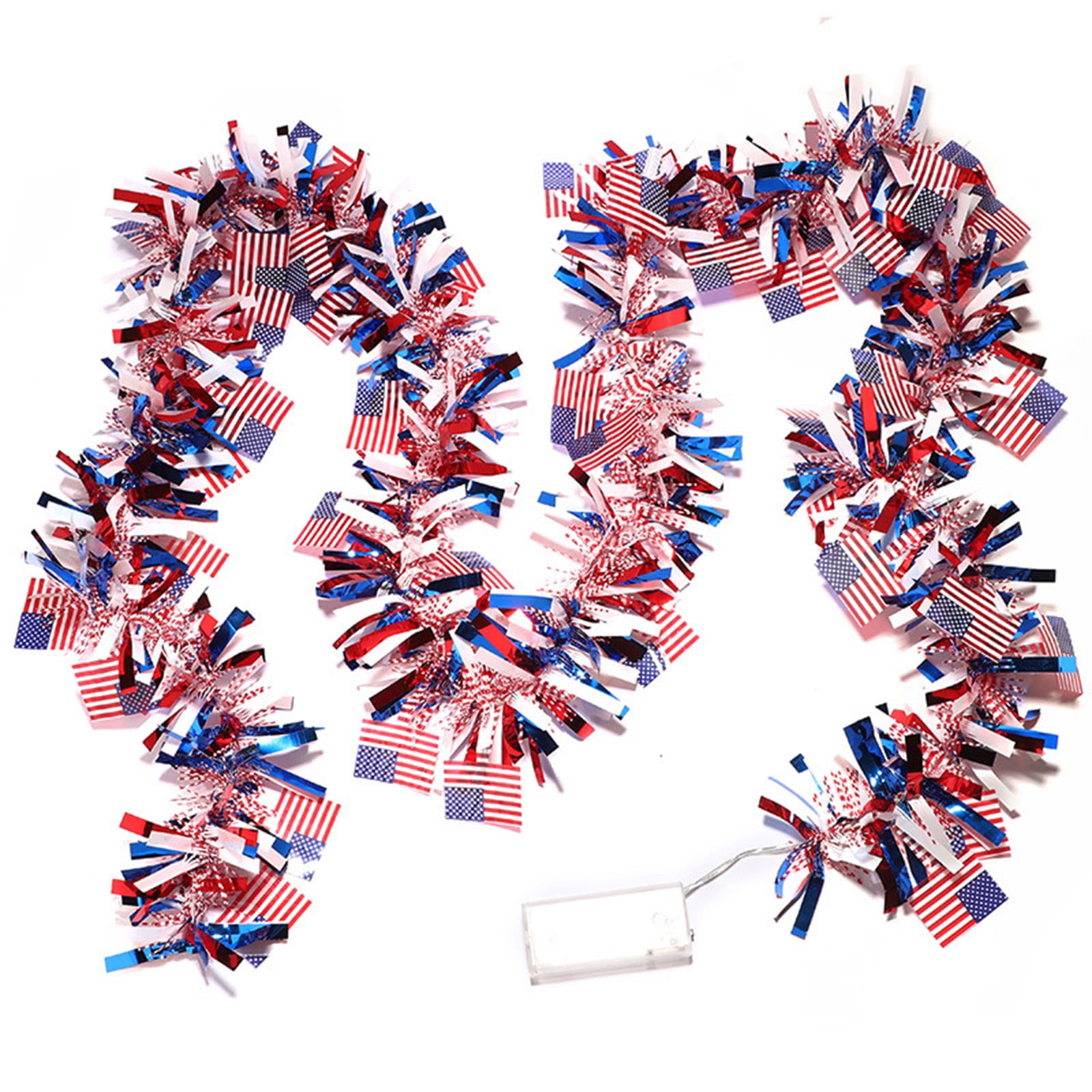 4Th Of July Decorations Patriotic Tinsel Garland with Star Lights ...