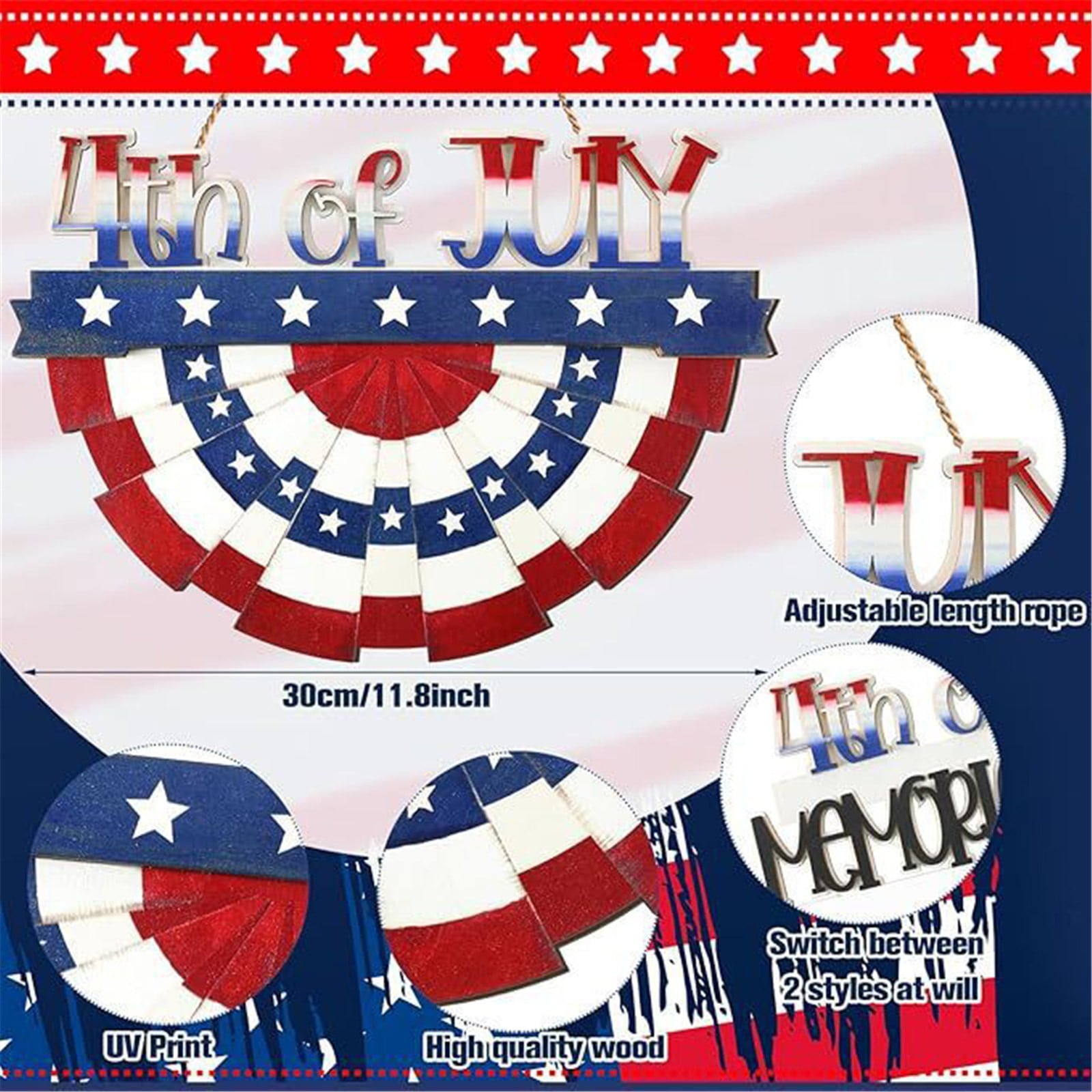 4Th of July Flash Deals! 4Th of July Door Sign Decoration Memorial Day ...