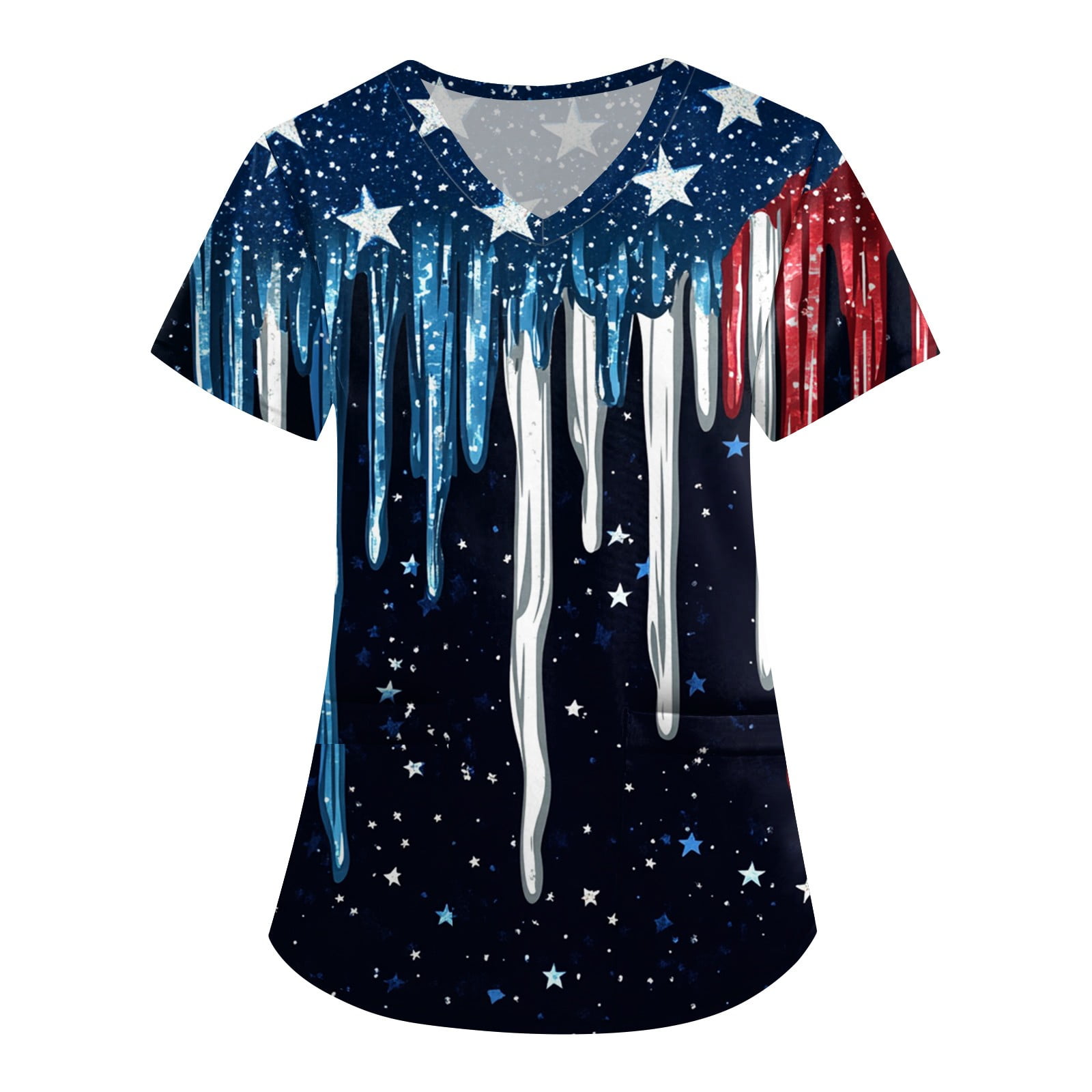 4Th Of July Funny Shirt,American Pride V-Neck Scrub Tops Women Short ...