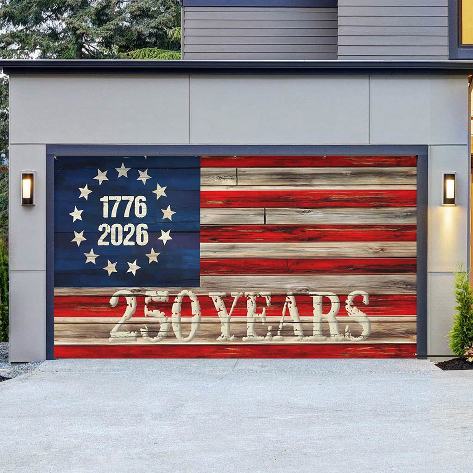 4Th Of July Garage Door Decor Banner Cover Independence Day Garage Door ...