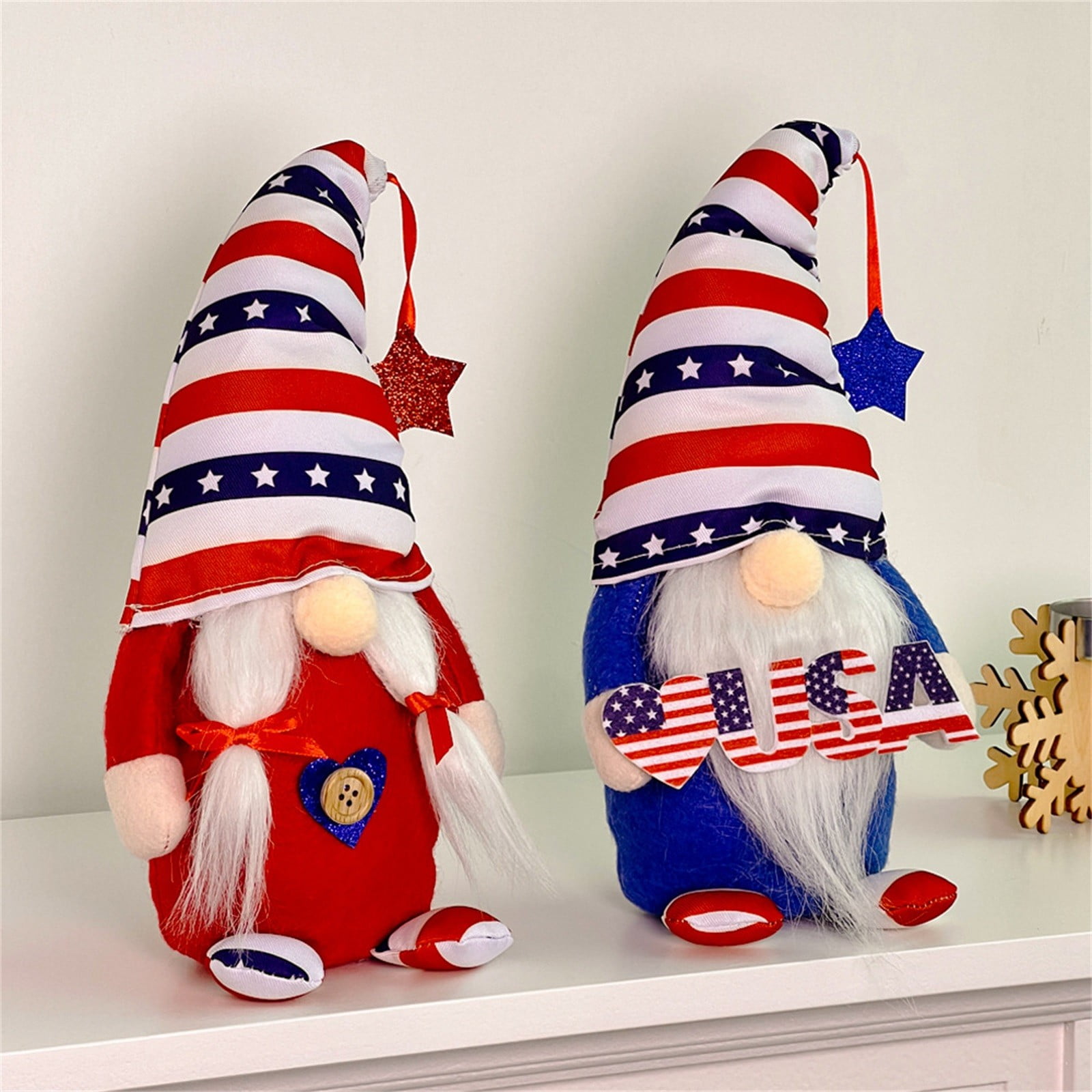 4Th of July Gnomes Djunllk Handmade Patriotic Flag Print Red White Blue ...