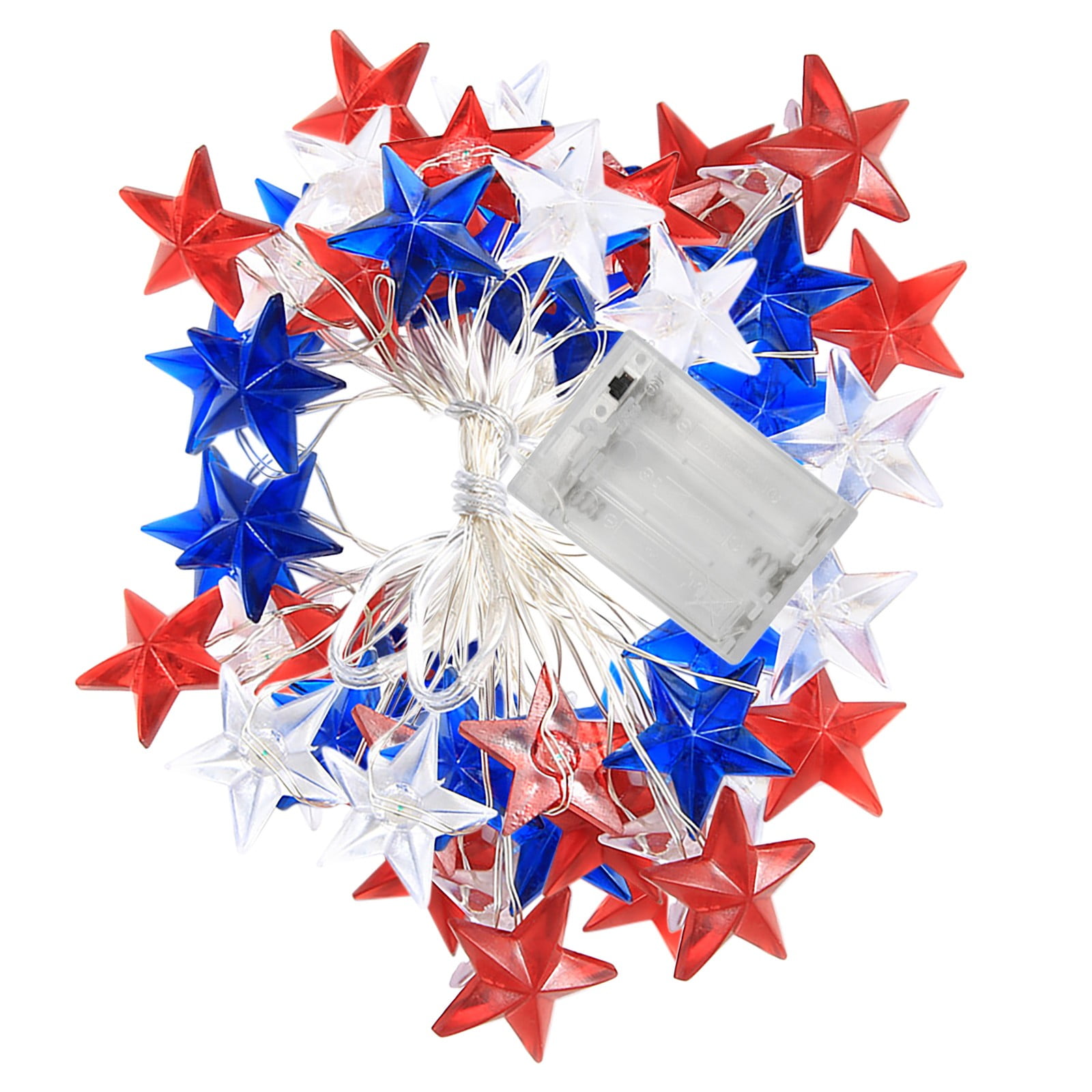4Th Of July Lights Battery Operated, Red White and Blue Lights with ...