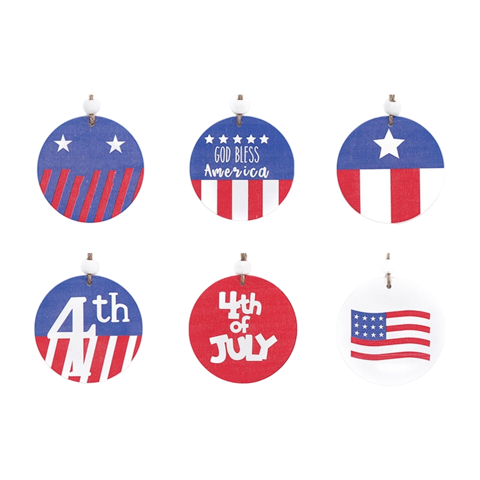 4Th of July Ornaments, Wooden Decor, Star Decor, 4 in Round, Usa Flag ...