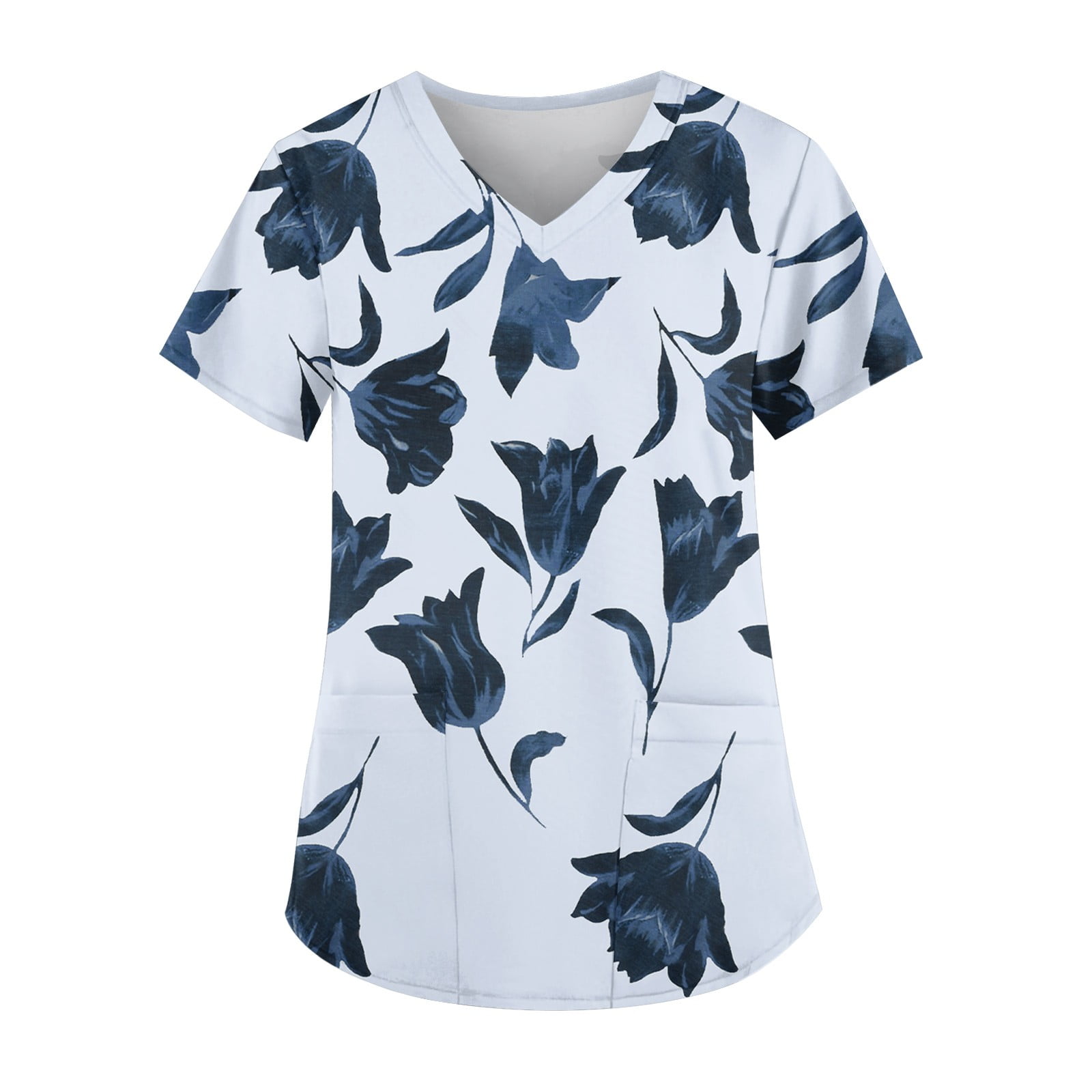 Scrubs For Women, Plus Size Printed Scrub Working Uniform Tops V Neck ...