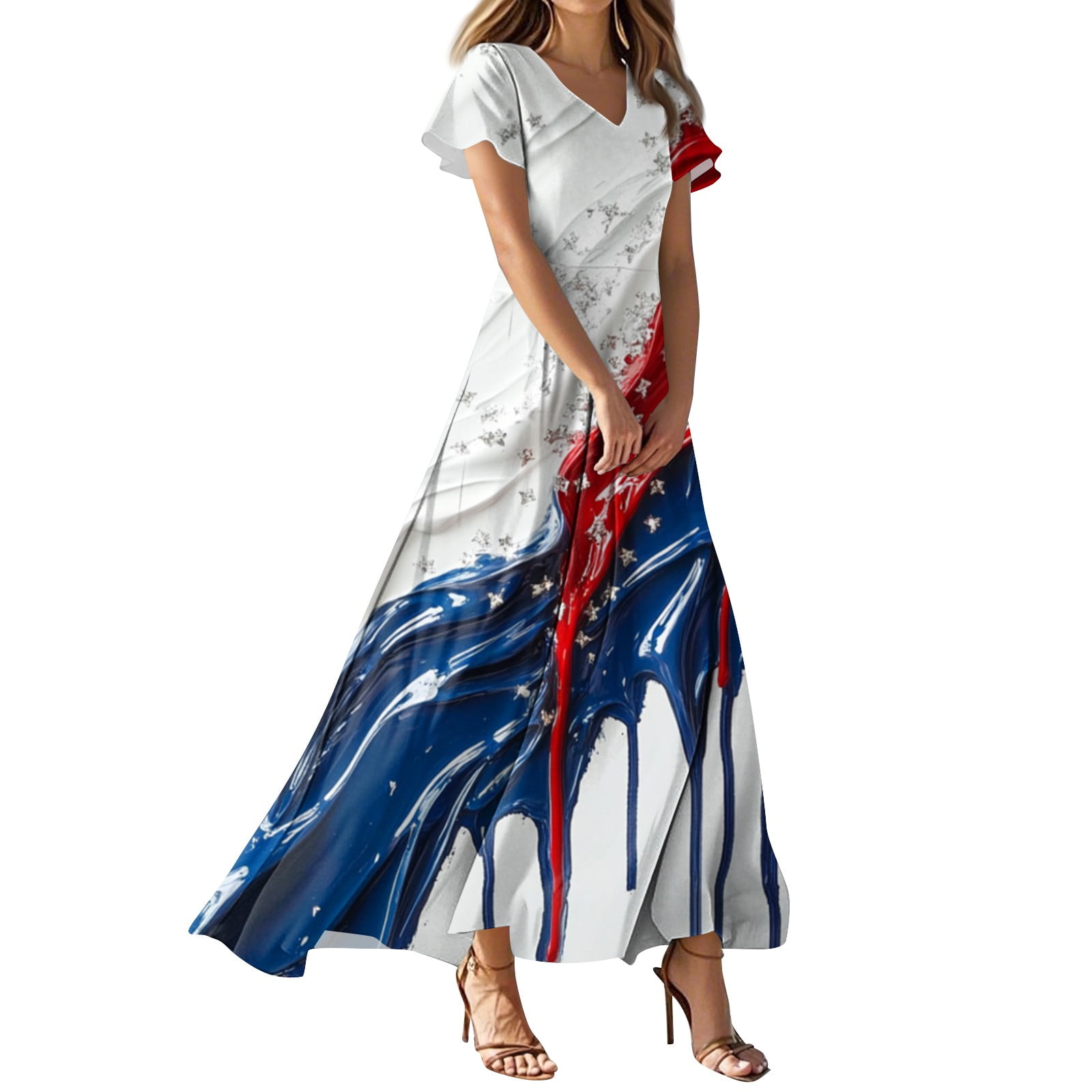 4Th Of July Outfits, Women'S Summer Casual Fashion Printed Dresses V ...