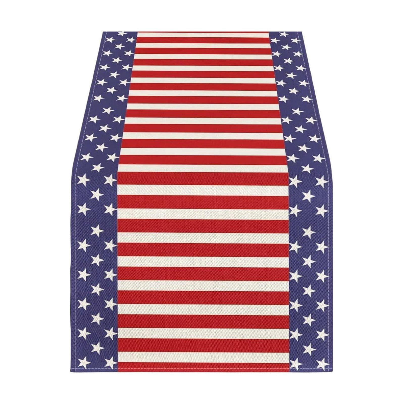 4Th of July Party Decor, Patriotic Table Runner, Vintage American Flag ...