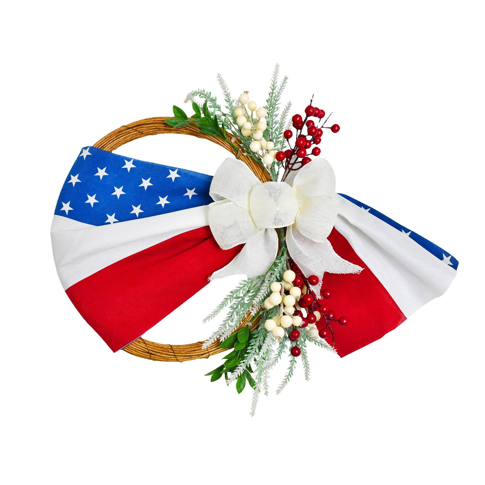 4Th Of July Party Favors Patriotic American Flag Wreath With Bow And ...