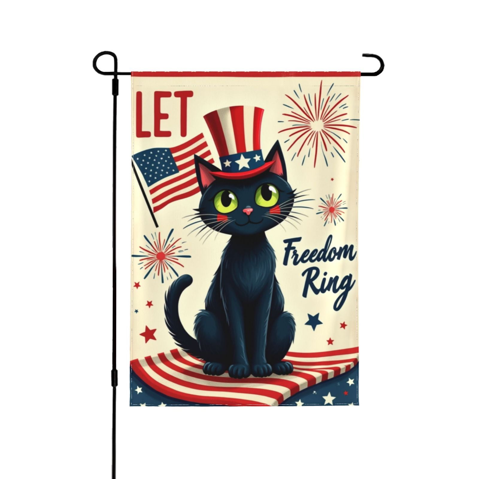 4Th Of July Patriotic Black Cat Garden Flag Let Freedom Ring Garden ...