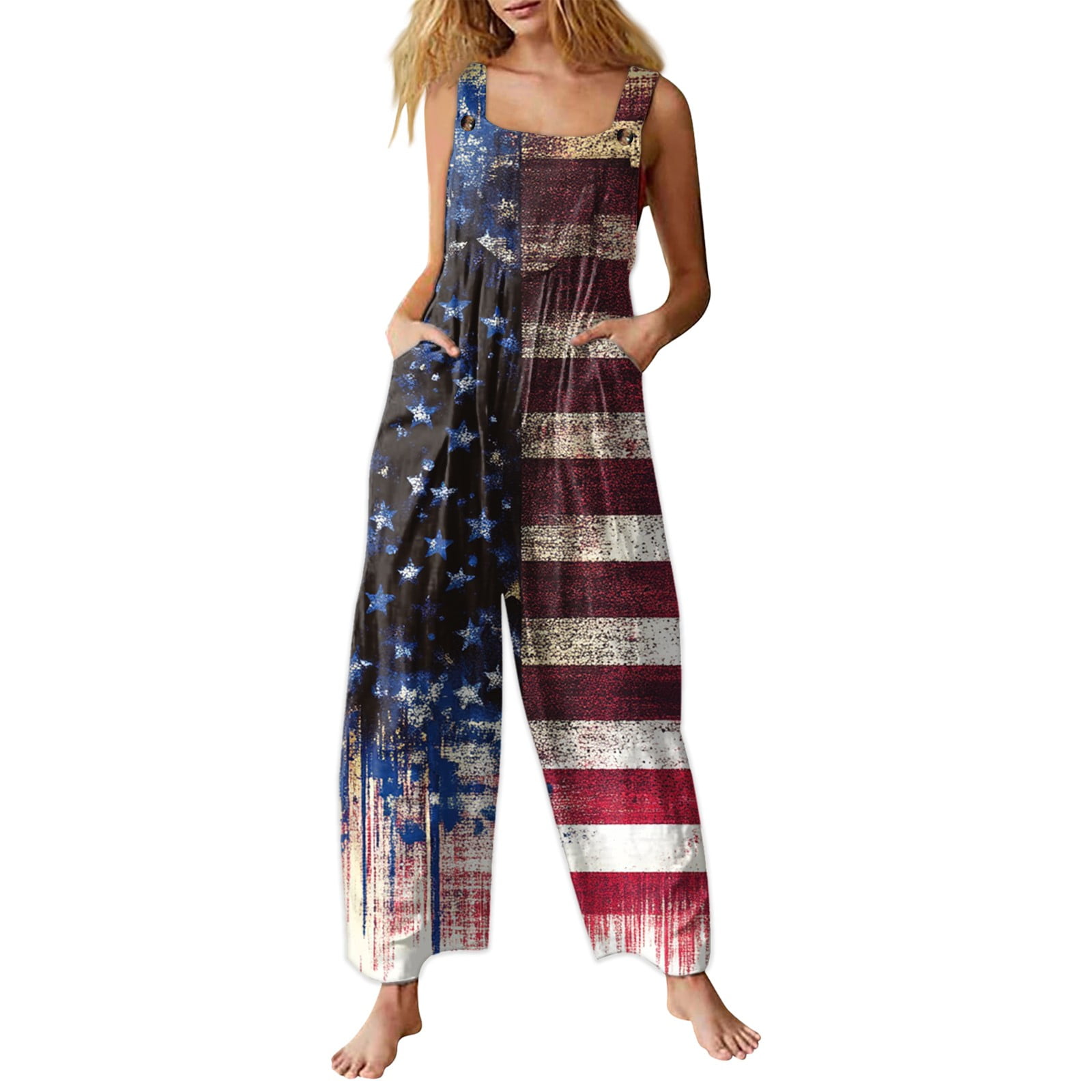 4Th of July Patriotic Printed Womens Pants, Red White and Blue Striped ...
