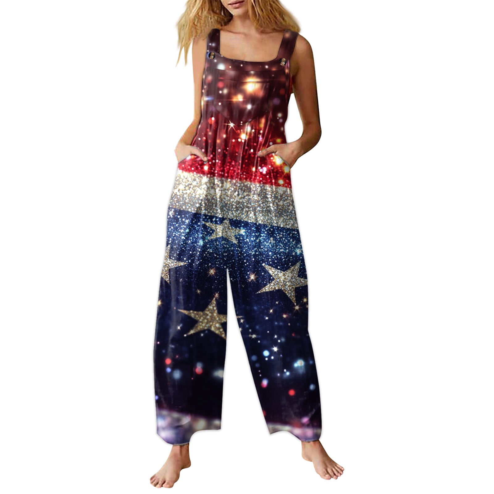 4Th of July Patriotic Printed Womens Pants, Red White and Blue Striped ...