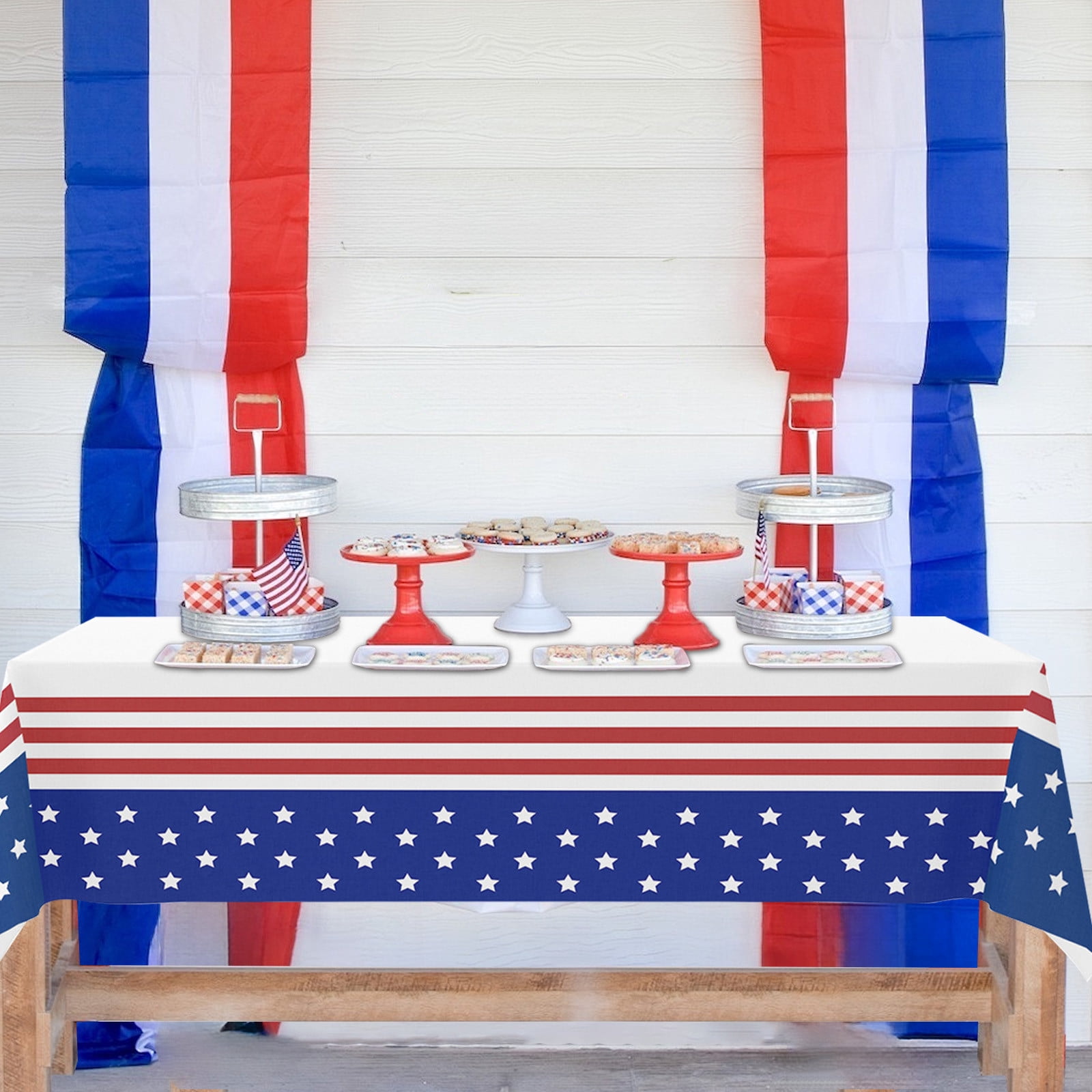 4Th of July, Red White and Blue Tablecloth, Nationalist Party Supplies ...